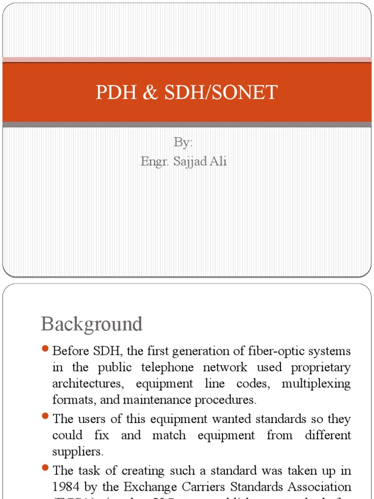 PDH & Sdh/Sonet: By: Engr. Sajjad Ali | PDF | Physical Layer Protocols | Network Protocols