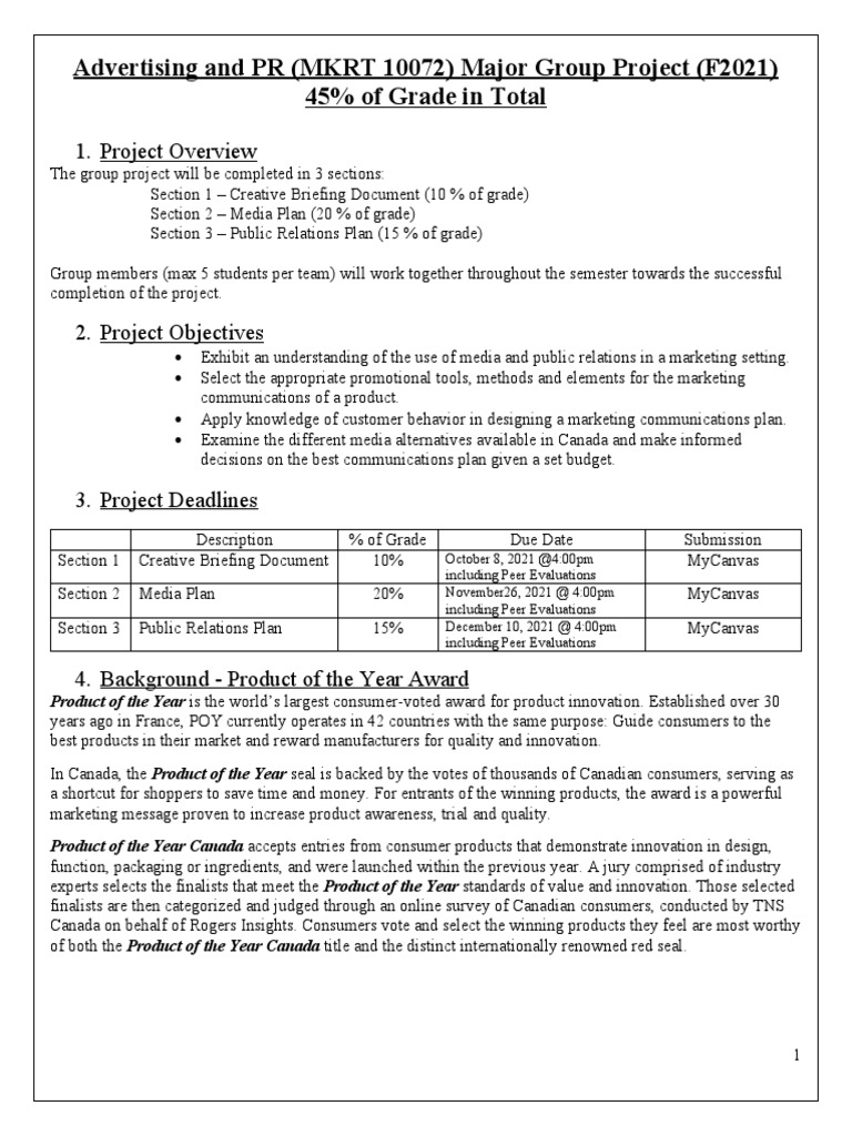 F2021 Group Project Instructions | PDF | Target Audience | Advertising