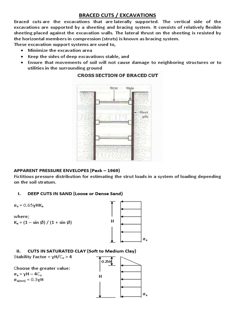 Braced Cuts Excavations | PDF | Deep Foundation | Soil