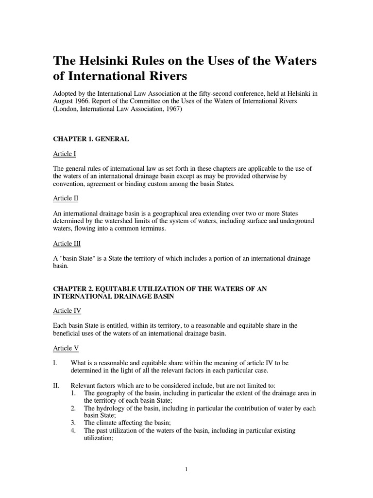 The Helsinki Rules On The Uses of The Waters | PDF | Government | Justice