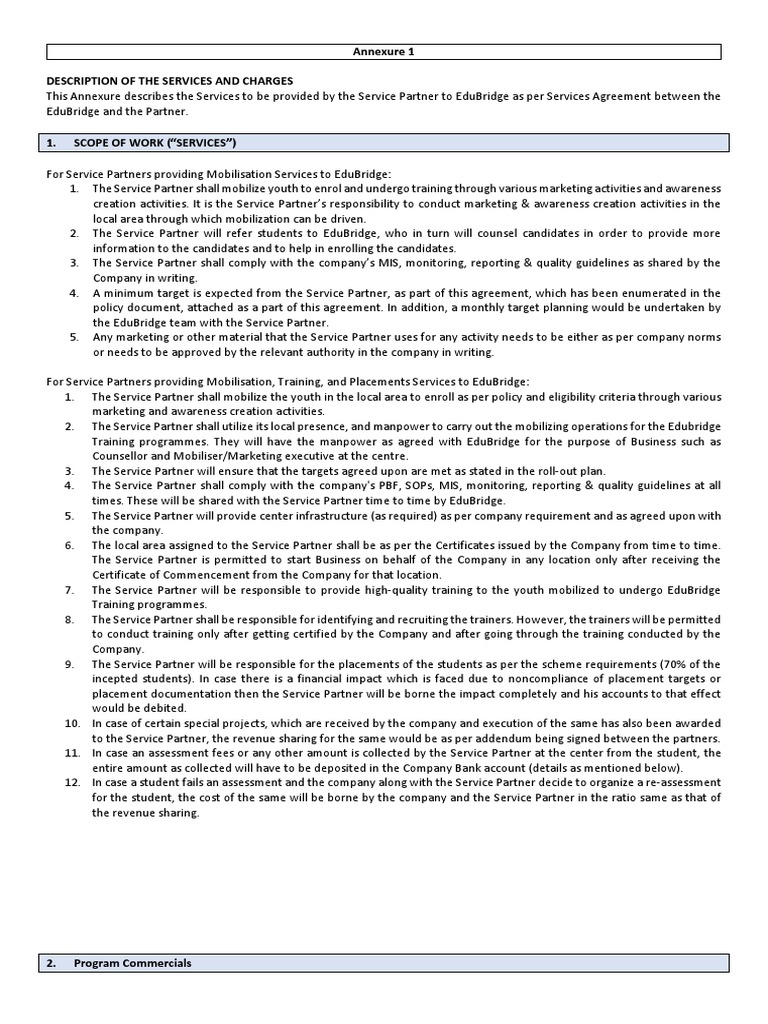 Channel Partner Agreement - Annexure 1 - May21 | PDF | Invoice | Receipt