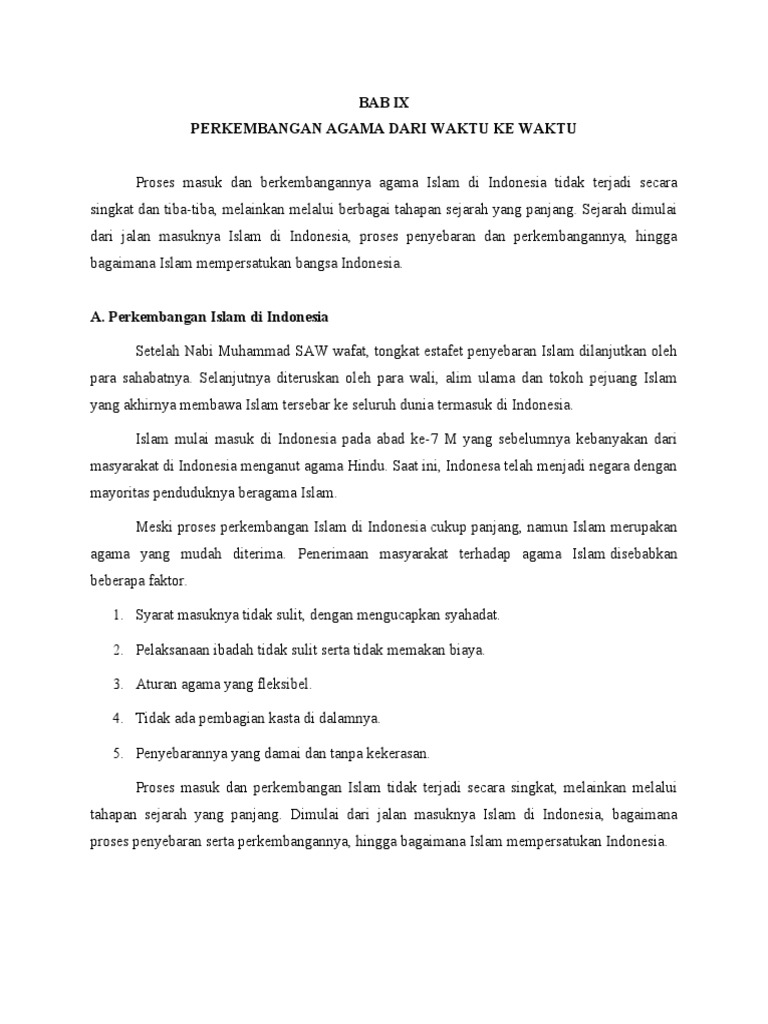 Perkembangan Agama Dari Waktu Ke Waktu (Bab Ix) | PDF