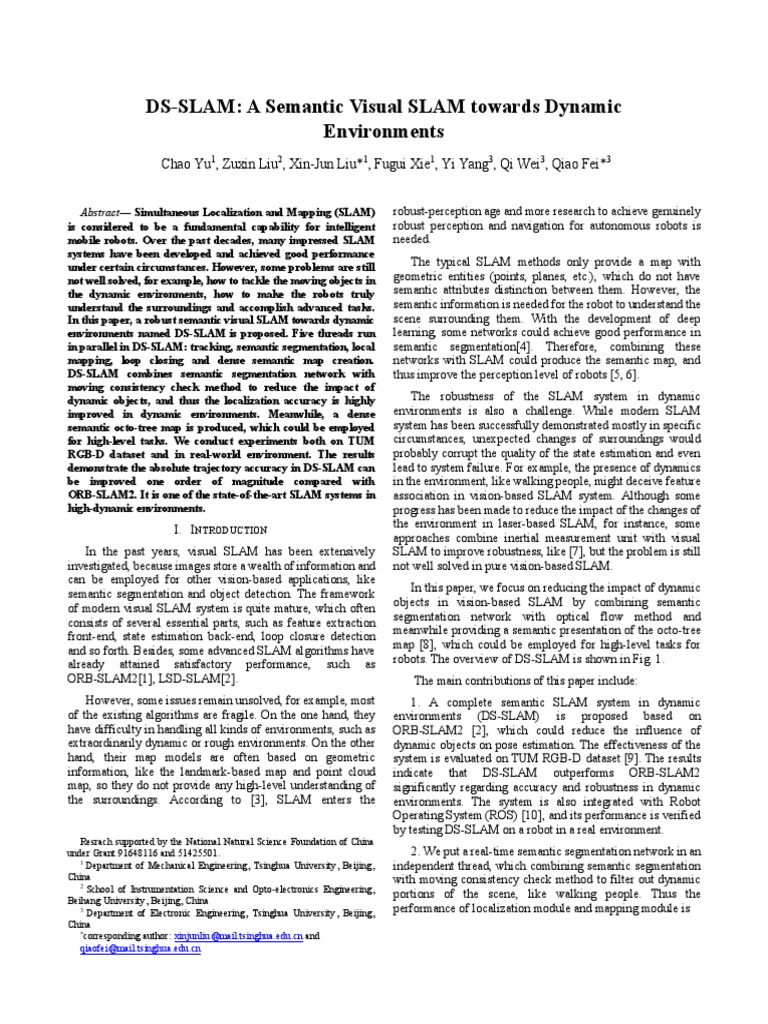 DS-SLAM A Semantic Visual SLAM Towards Dynamic Environments | PDF | Image Segmentation ...