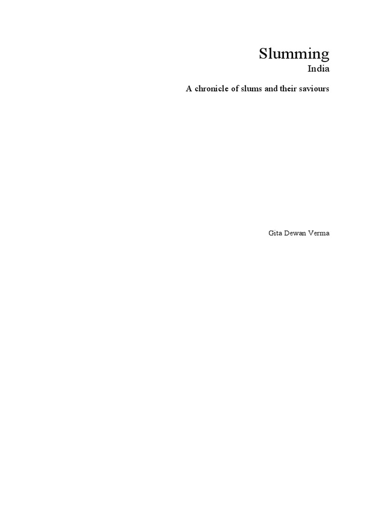 Slumming India: A Planner's Perspective | PDF | Slum | Poverty