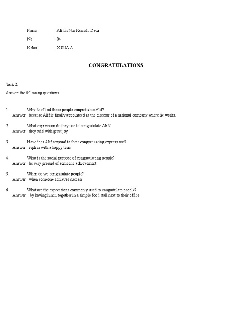 Congratulations | PDF