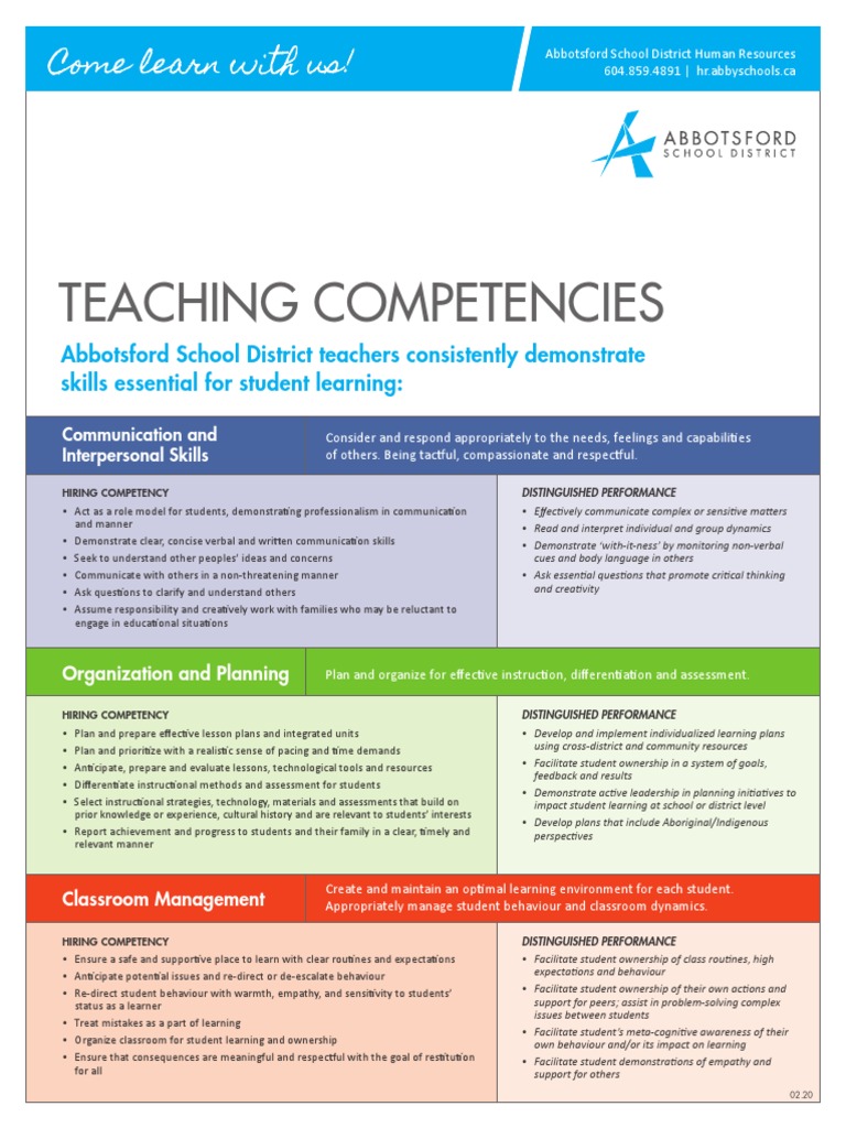Abbotsford School District Teaching Competencies | PDF | Competence ...