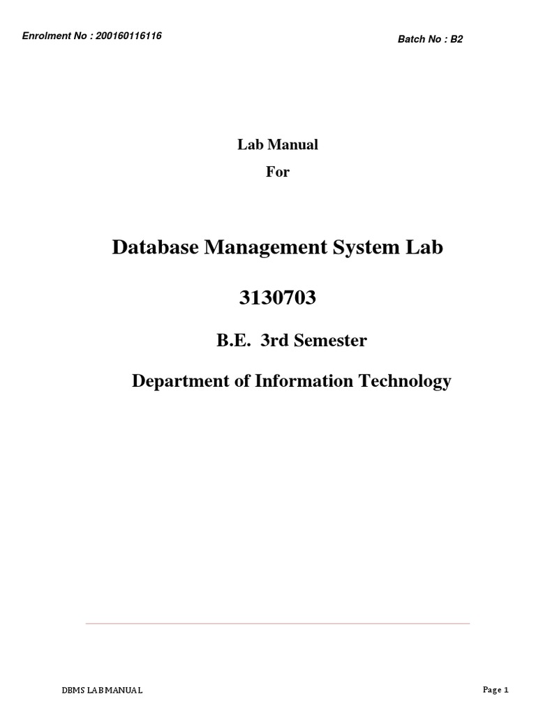 DBMS Lab Manual 6116 | PDF | Databases | Computer Programming