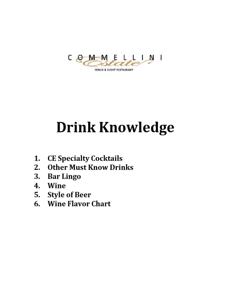 Bartender Drink Knowledge 1 | PDF | Martini (Cocktail) | Mixed Drinks