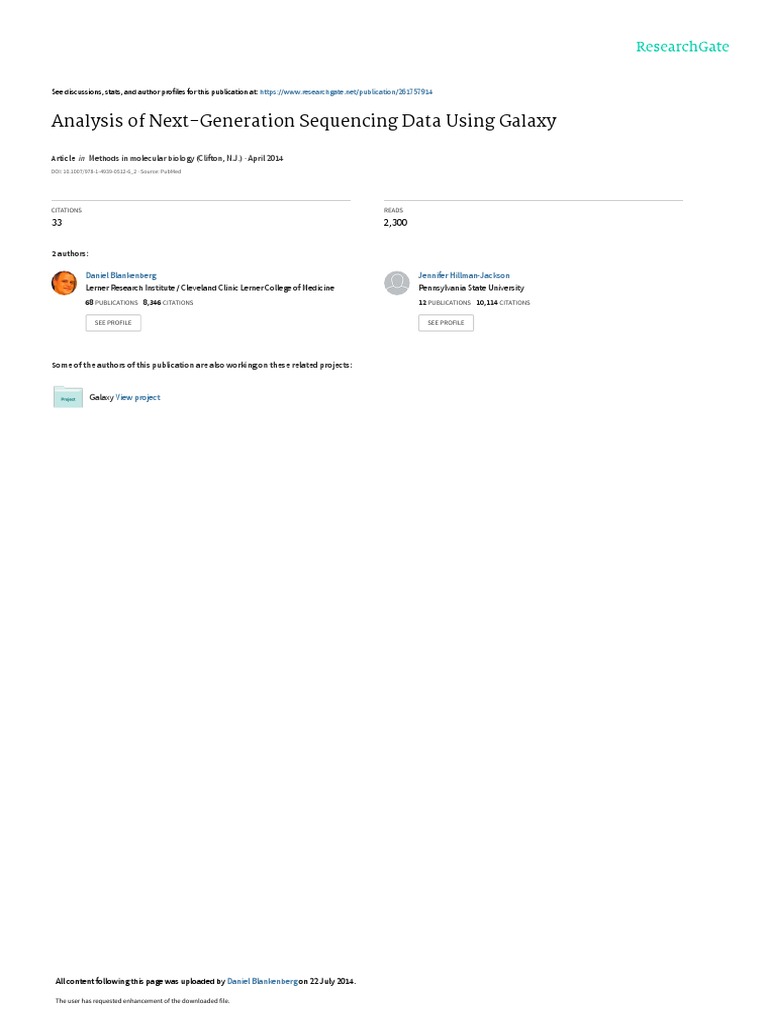NGS and GALAXY | PDF | Life Sciences | Biology