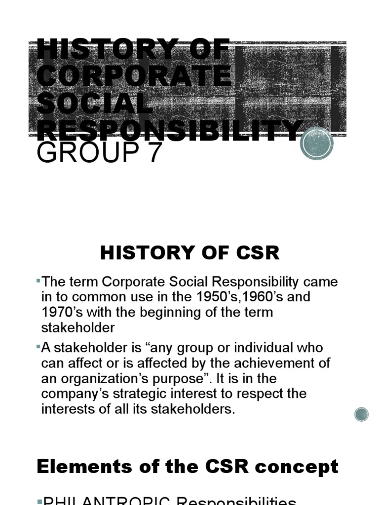 History of Corporate Social Responsibility | PDF | Corporate Social ...
