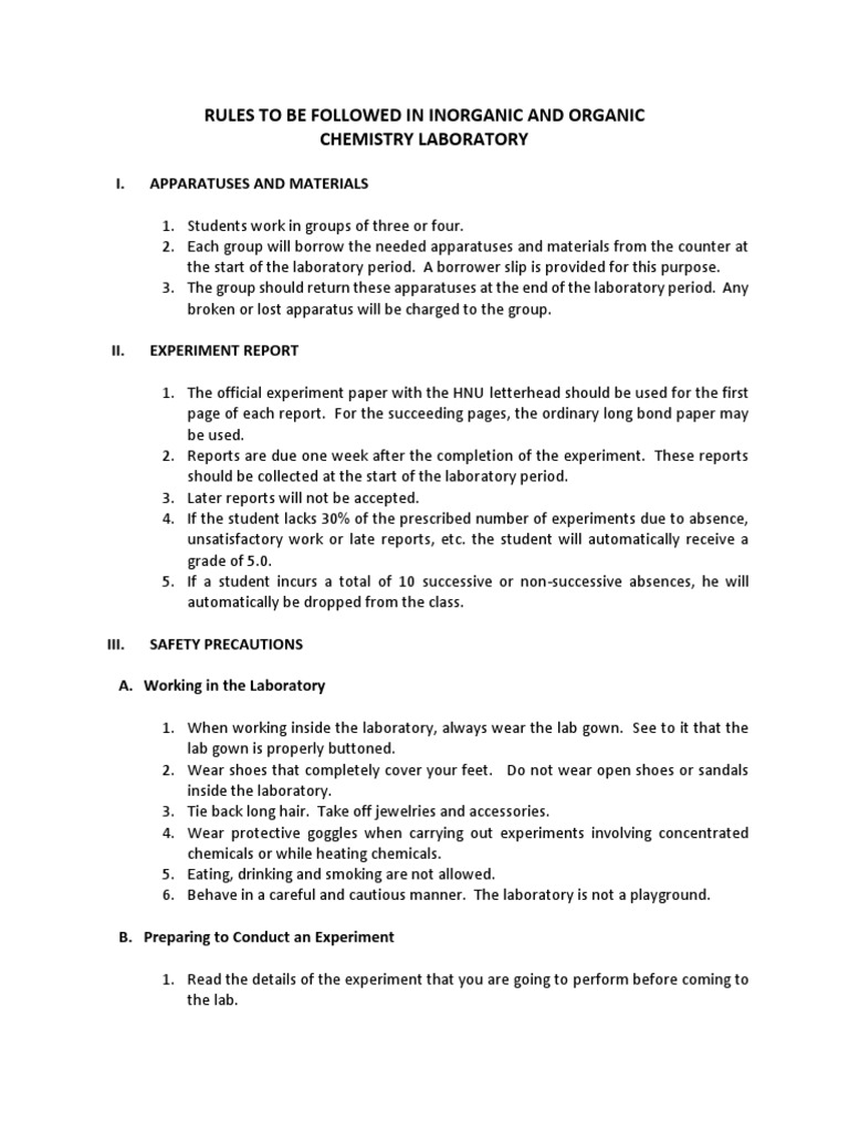 Chemistry Lab Safety Guidelines | PDF | Fires | Laboratories