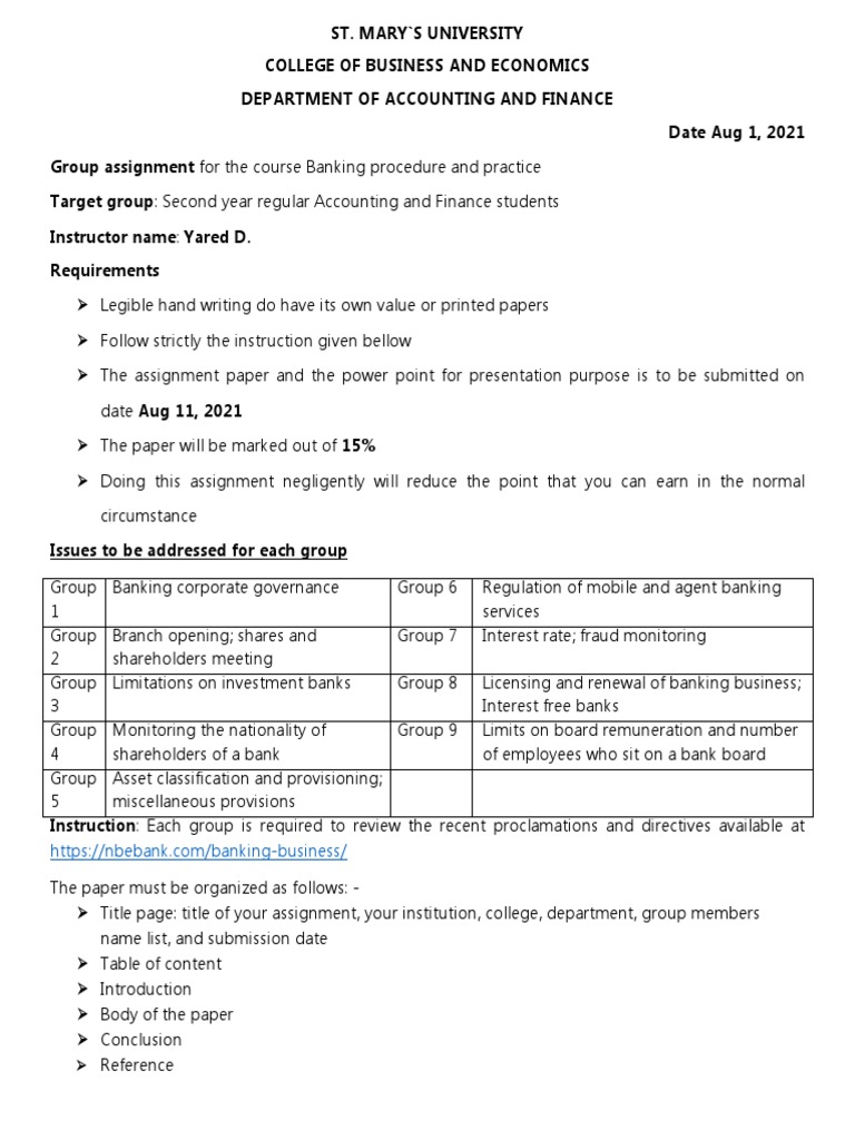 Banking Assignment - Section A | PDF