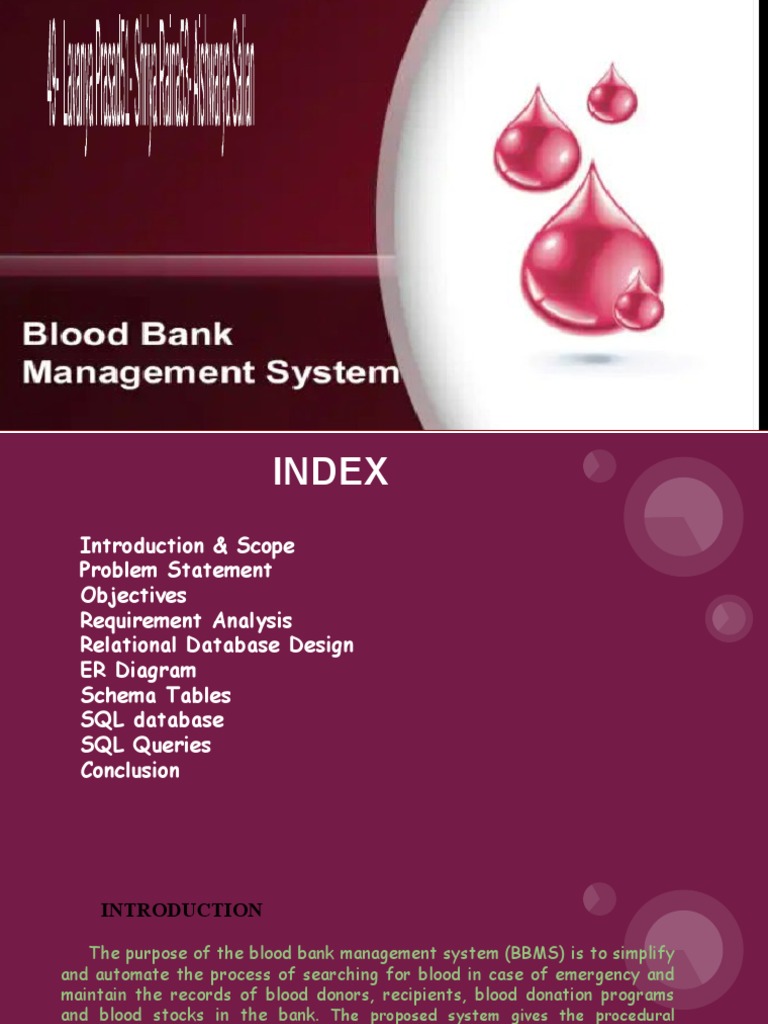 Blood Bank Management System - Database System | PDF | Databases ...