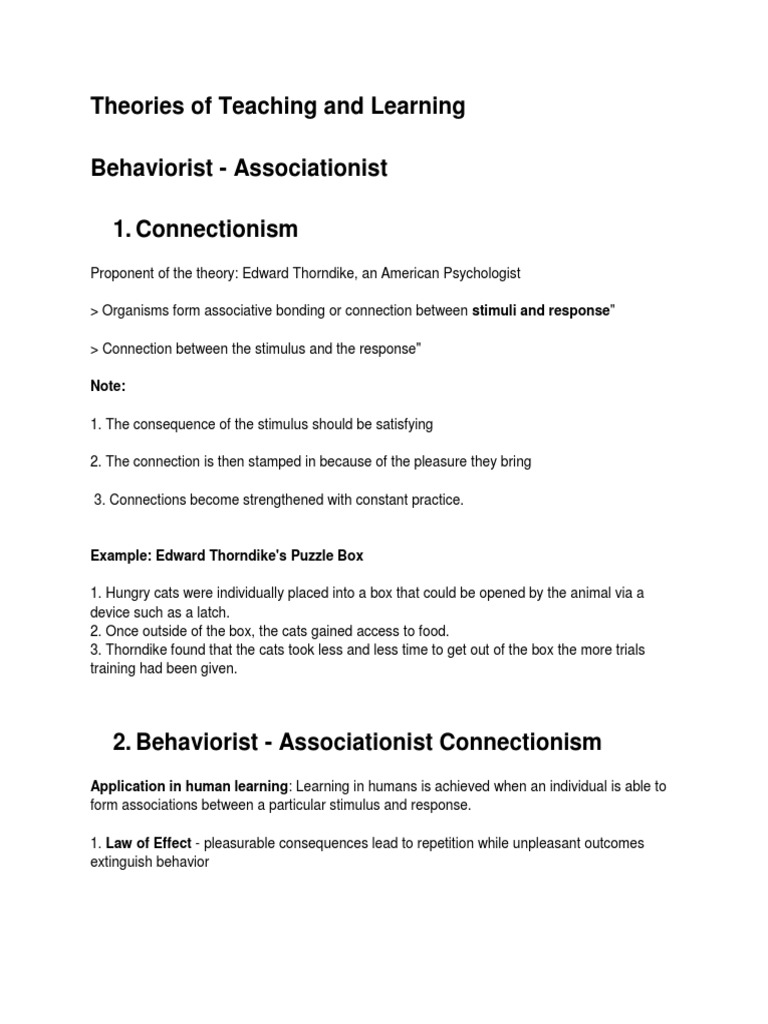 Theories of Teaching and Learning PST 1 | PDF | Reinforcement | Classical Conditioning