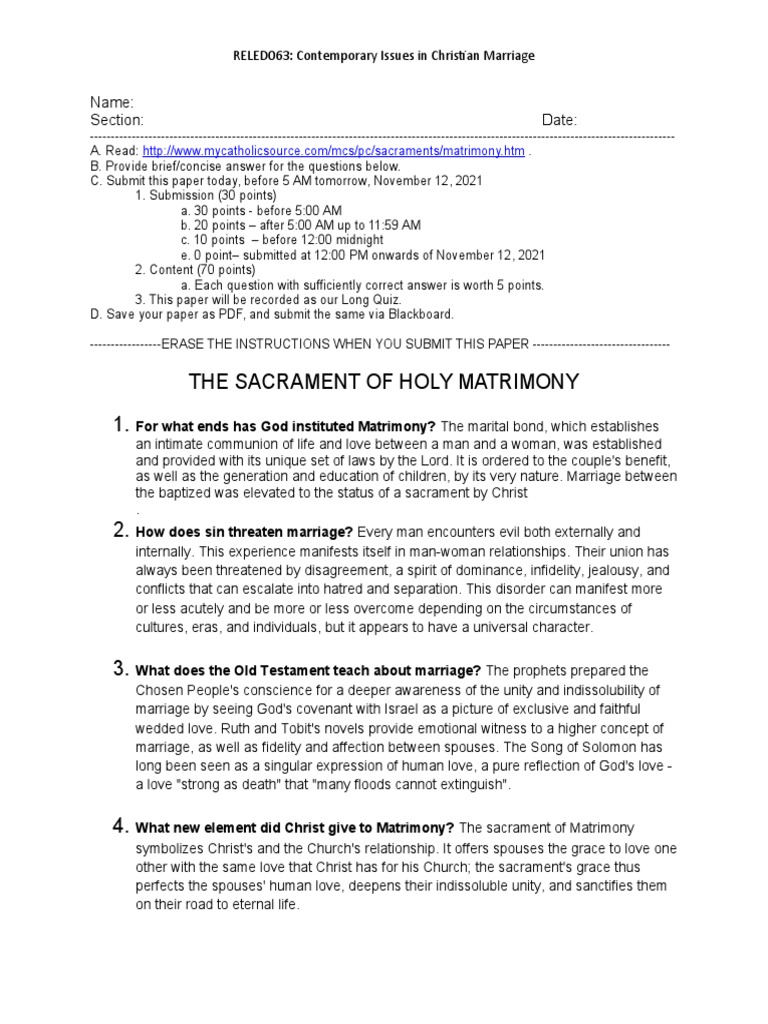 Matrimony Questions | Download Free PDF | Marriage | Catholic Church