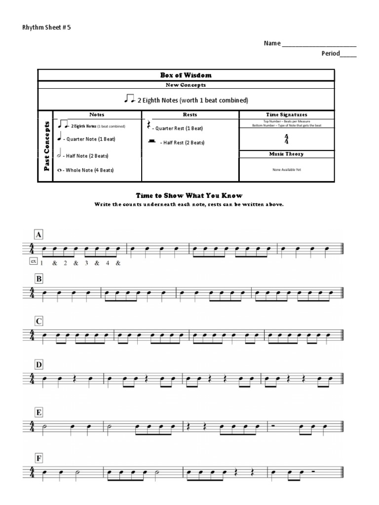Band - Rhythm Sheet 5 | PDF