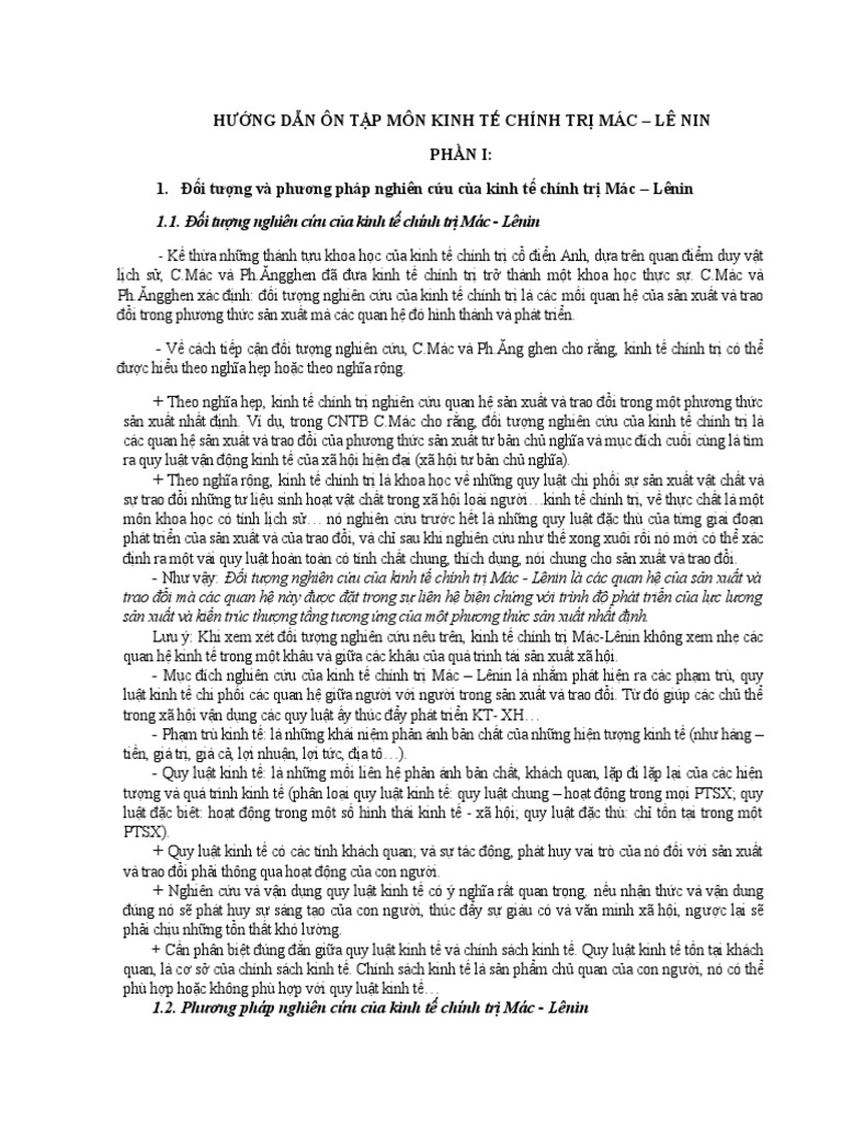 Hướng Dẫn Ôn Tập Ktct Mln | PDF