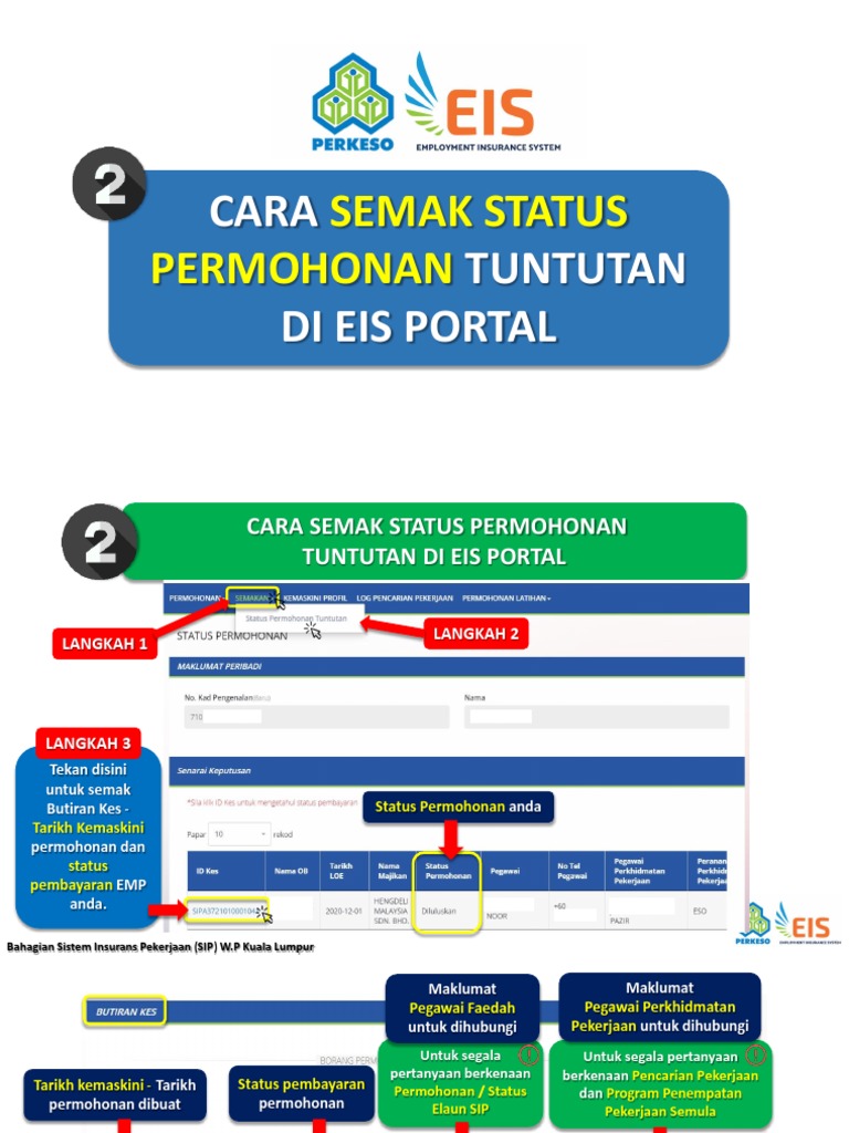 1.2 Cara Semak Pemohonan Tuntutan Di EIS Portal | PDF
