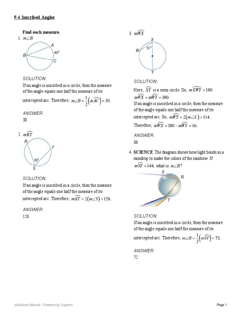 9 4 Inscribed Angles | PDF | Triangle | Circle