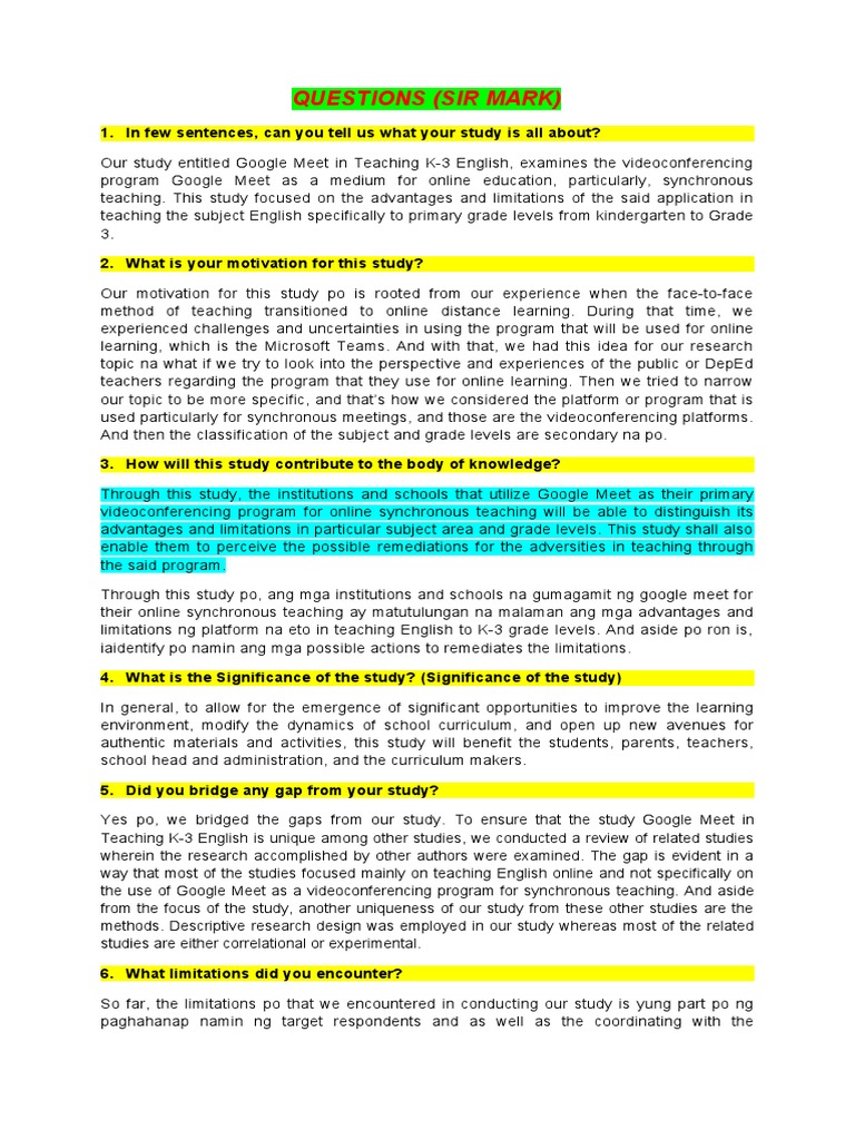 Defense Possible Questions | PDF | Survey Methodology | Statistics