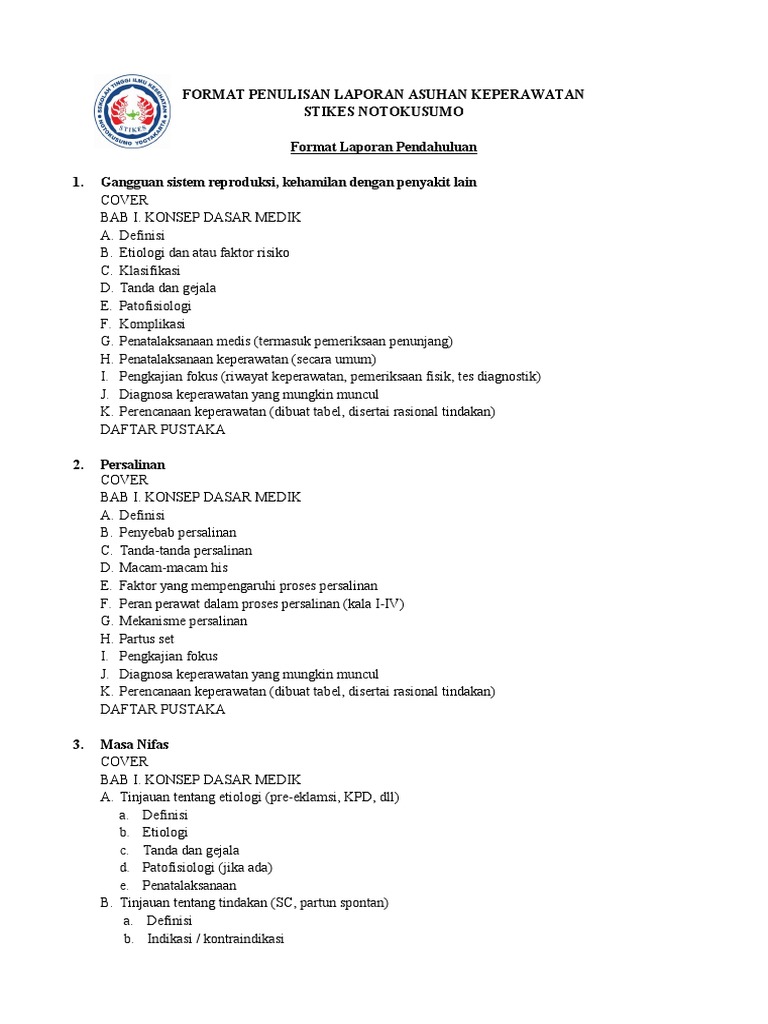 FORMAT PENULISAN ASKEP Dan Resume | PDF