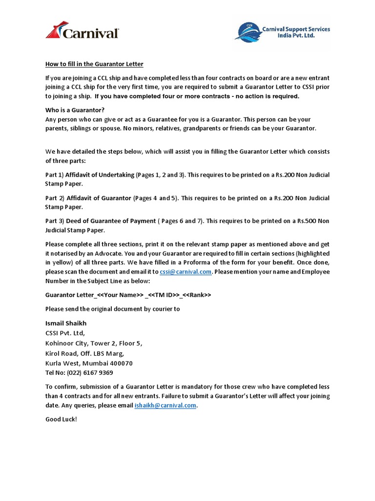 How To Fill The Guarantor Form | PDF | Guarantee | Surety