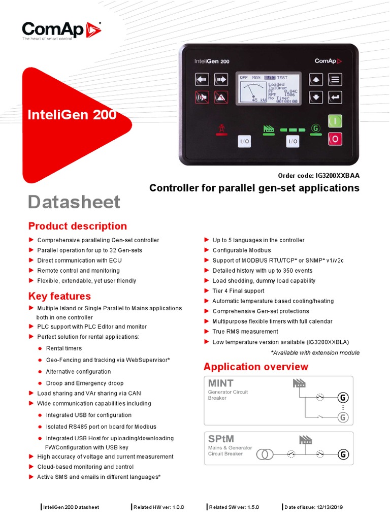 InteliGen 200 Datasheet r8 | PDF | Relay | Usb