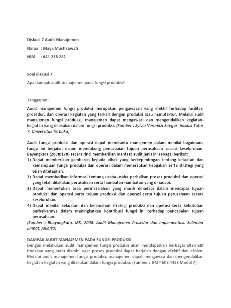 Soal Diskusi 7 | PDF | Bisnis