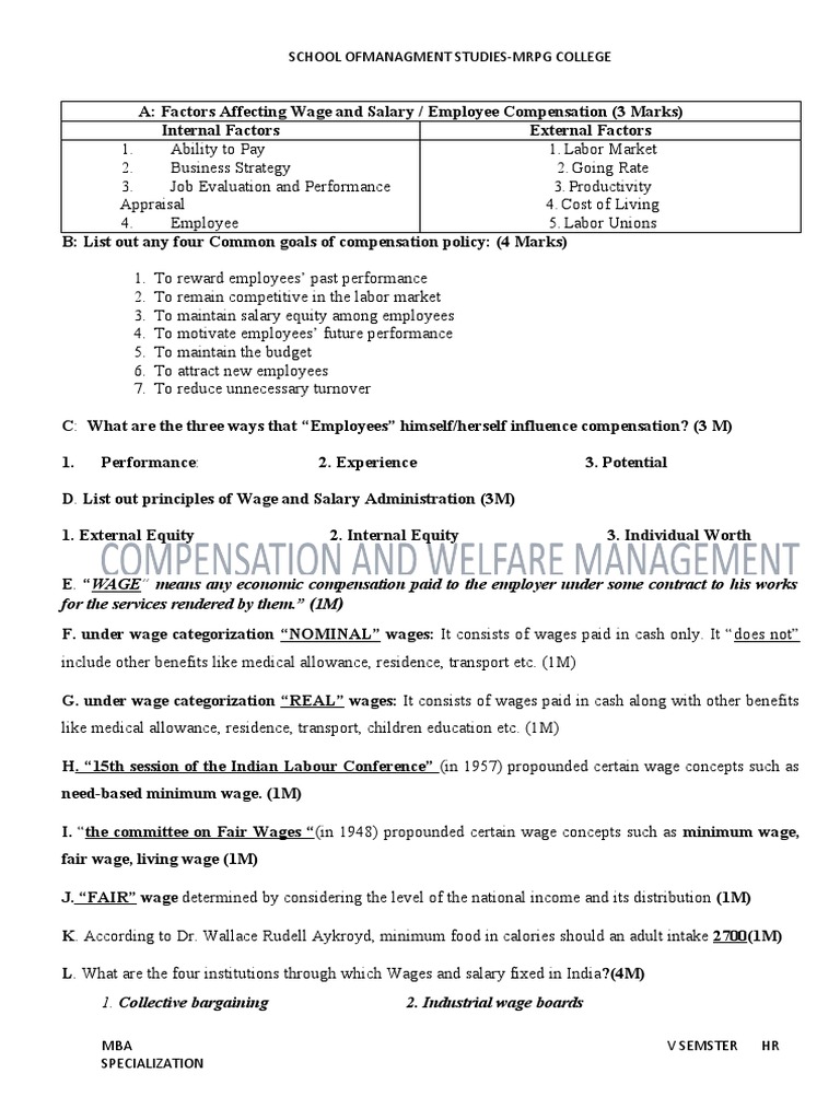 Unit 1 Exam Answer Key | PDF | Employment | Salary