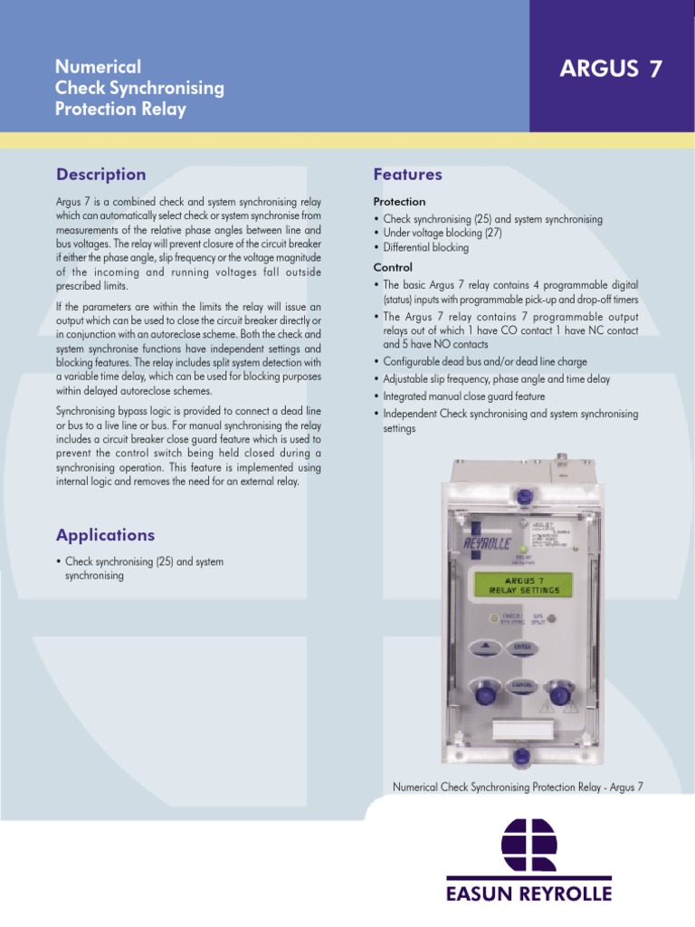 Argus 7: Features Description Cutout Details | PDF | Relay ...