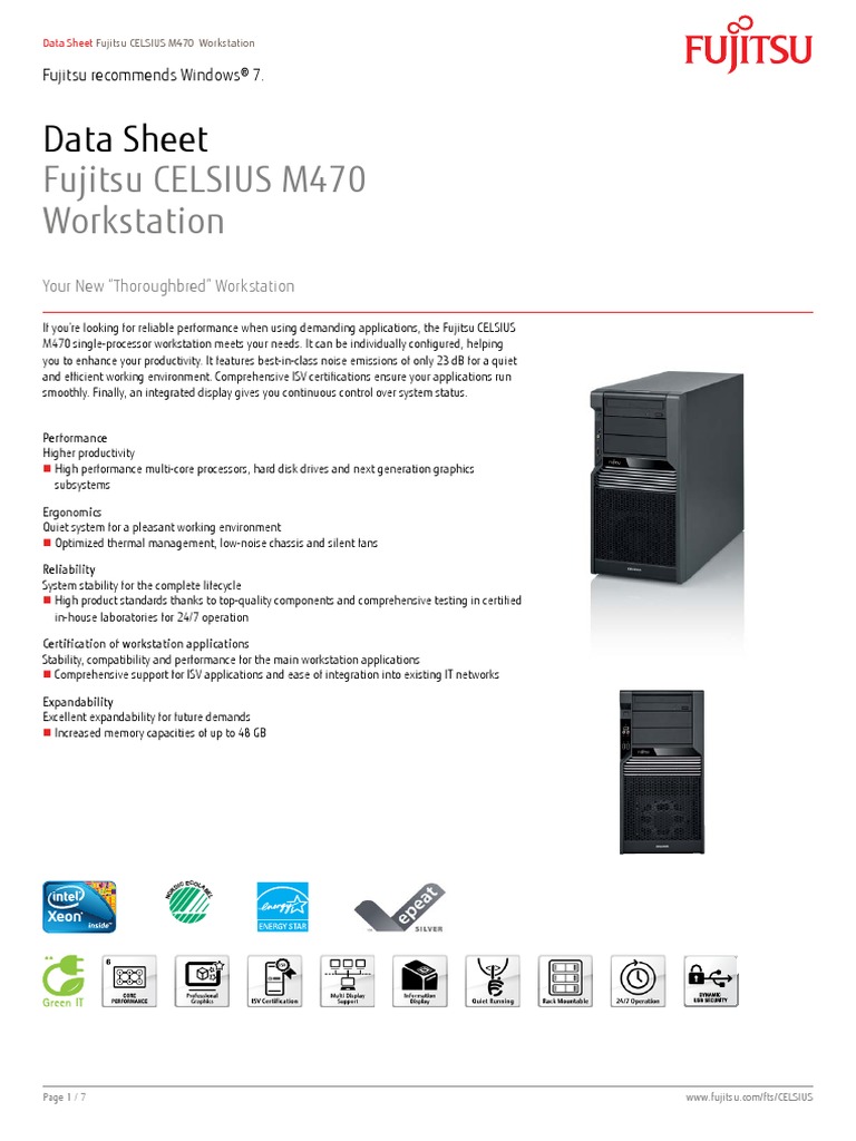 Fujitsu CELSIUS M470 Workstation: Data Sheet | PDF | Computing ...