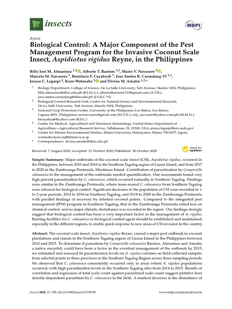 Biological Control - A Major Component of Pest Control | PDF ...