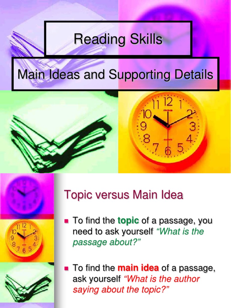 Reading 3 Finding Main Ideas and Supporting Details.......... | PDF ...