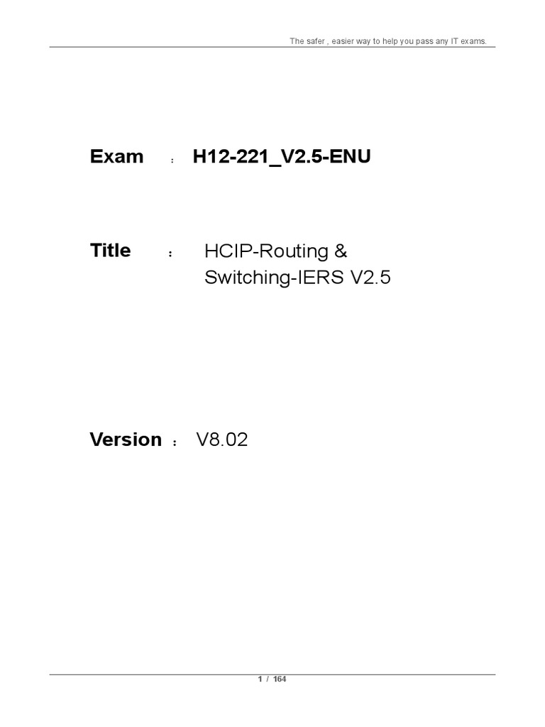 H12-221 - V2.5-Enu V8.02 | PDF | Routing | Router (Computing)