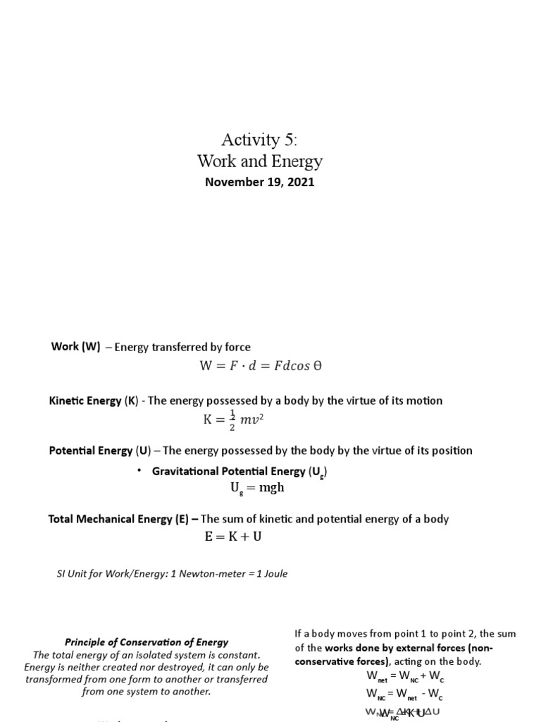 Work and Energy Lab | PDF | Potential Energy | Kinetic Energy