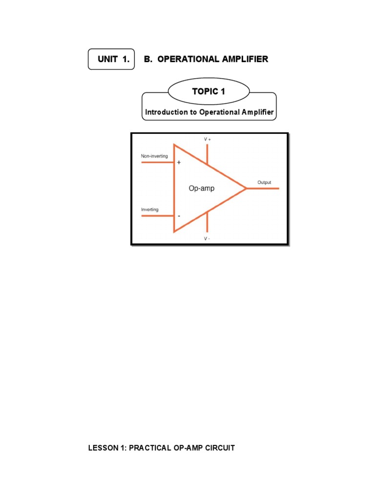 Unit 1. B. Operational Amplifier | PDF | Operational Amplifier | Amplifier