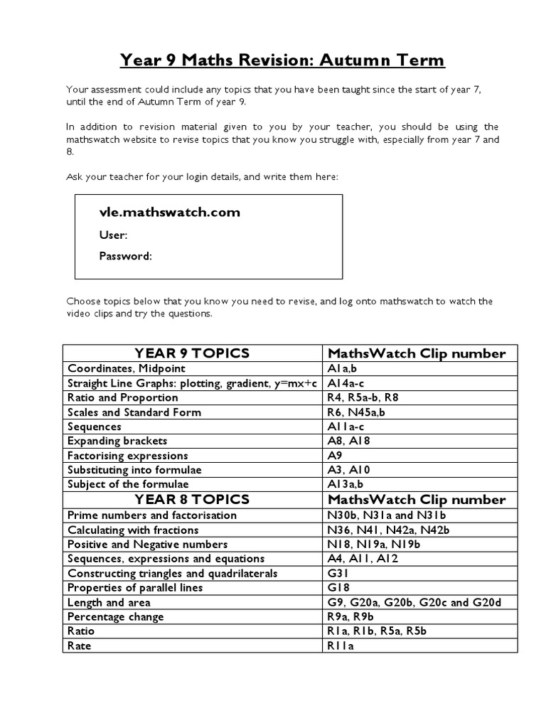 Year 9 Maths Revision Guide | PDF | Area | Triangle