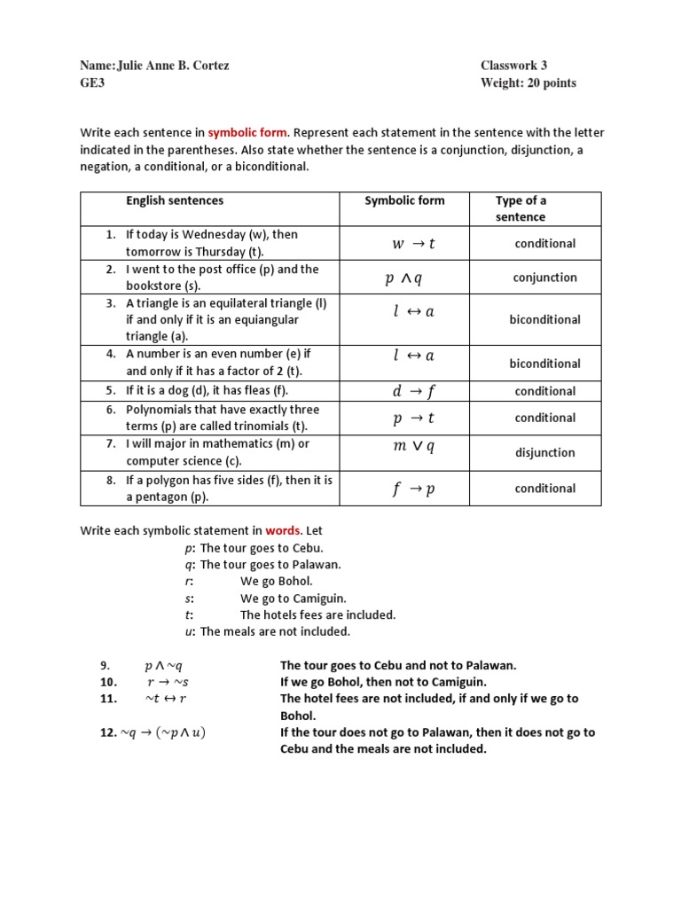 Symbolic Forms in Mathematical Statements | PDF | If And Only If | Logic