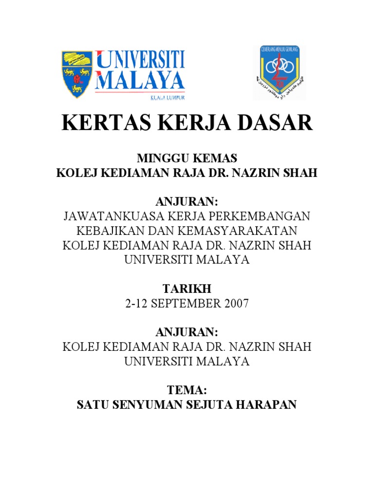 Kertas Kerja Dasar Minggu Kemas | PDF