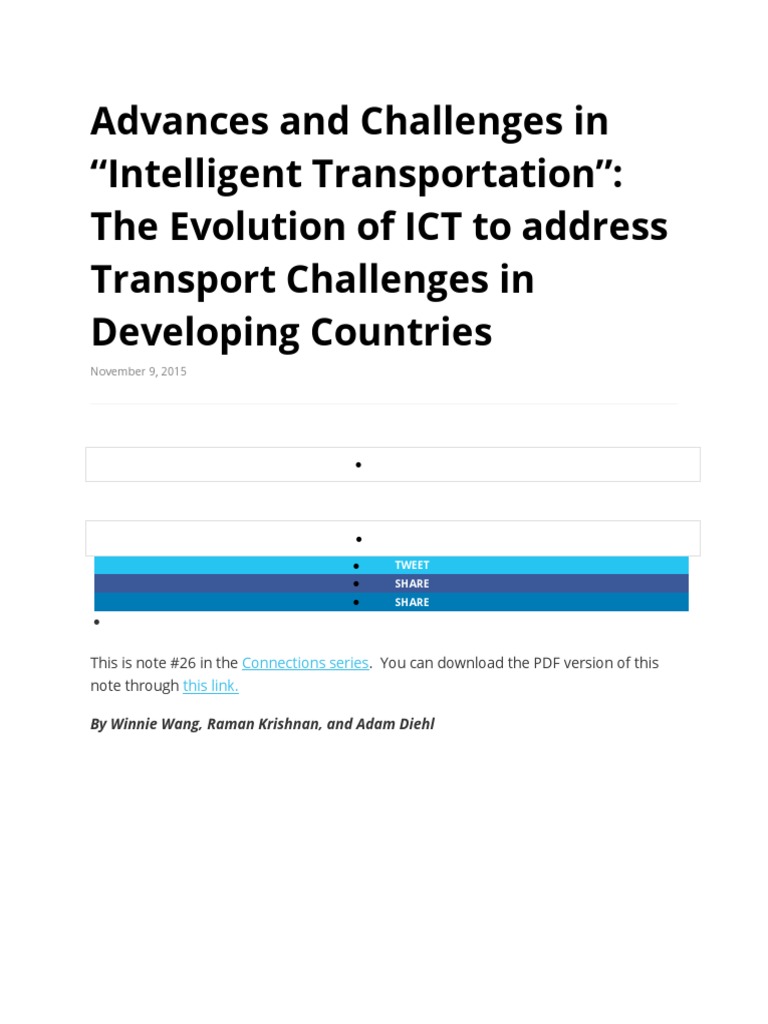 Advances and Challenges in Intelligent Transportation | PDF | Public ...