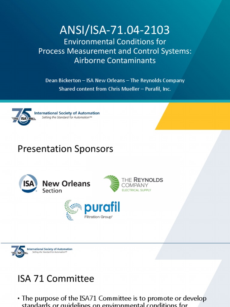 ANSI/ISA-71.04-2103: Environmental Conditions For Process Measurement ...