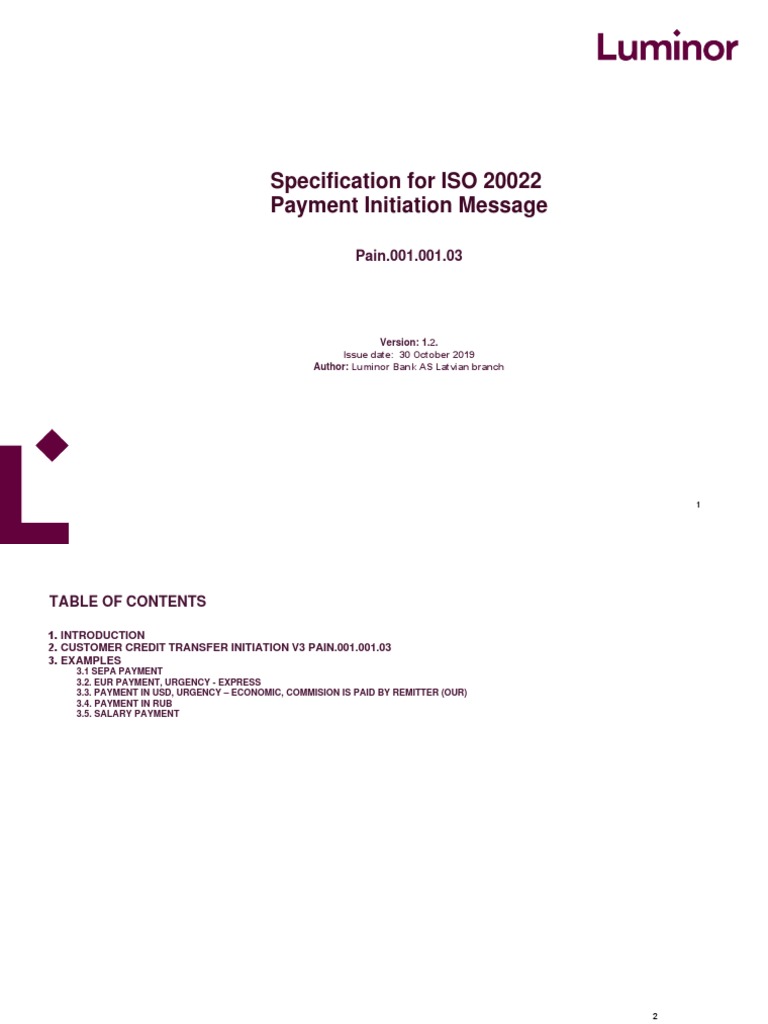 Specification For Iso 20022 | PDF