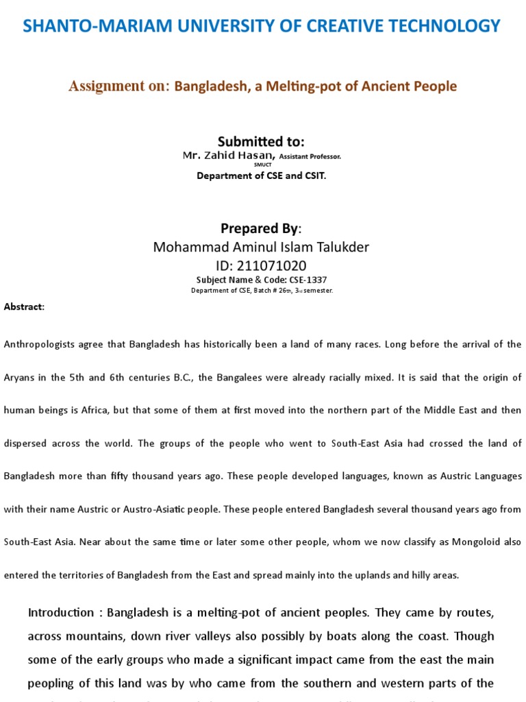 211071020-Mohammad Aminul Islam Talukder | PDF | Bangladesh | Ethnicity