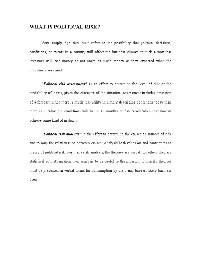 Political Risk Analysis | Download Free PDF | Risk | Risk Management