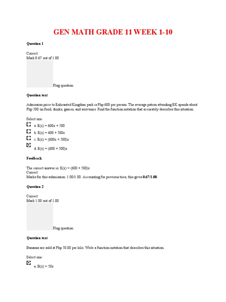 Gen Math Grade 11 Week 1-10 | PDF | Loans | Interest