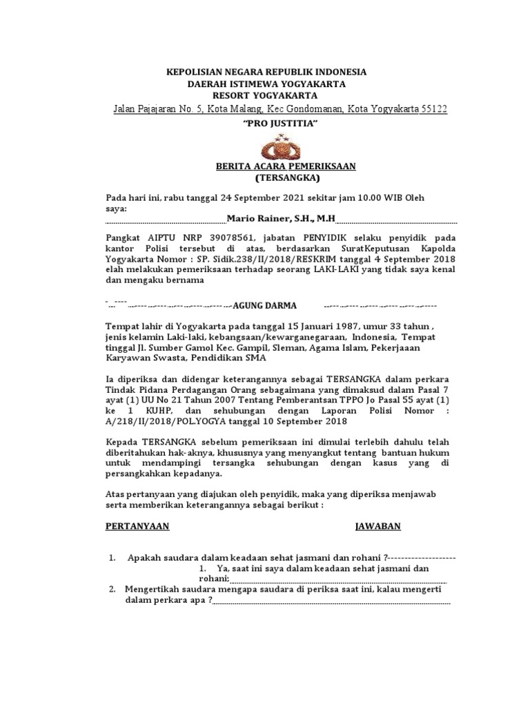 BAP Tersangka (Materiil) FIX | PDF