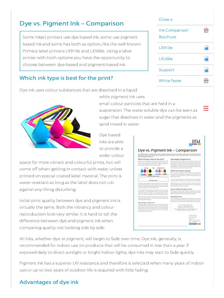 Dye-Based Ink Versus Pigmented Ink | PDF | Ink | Printer (Computing)