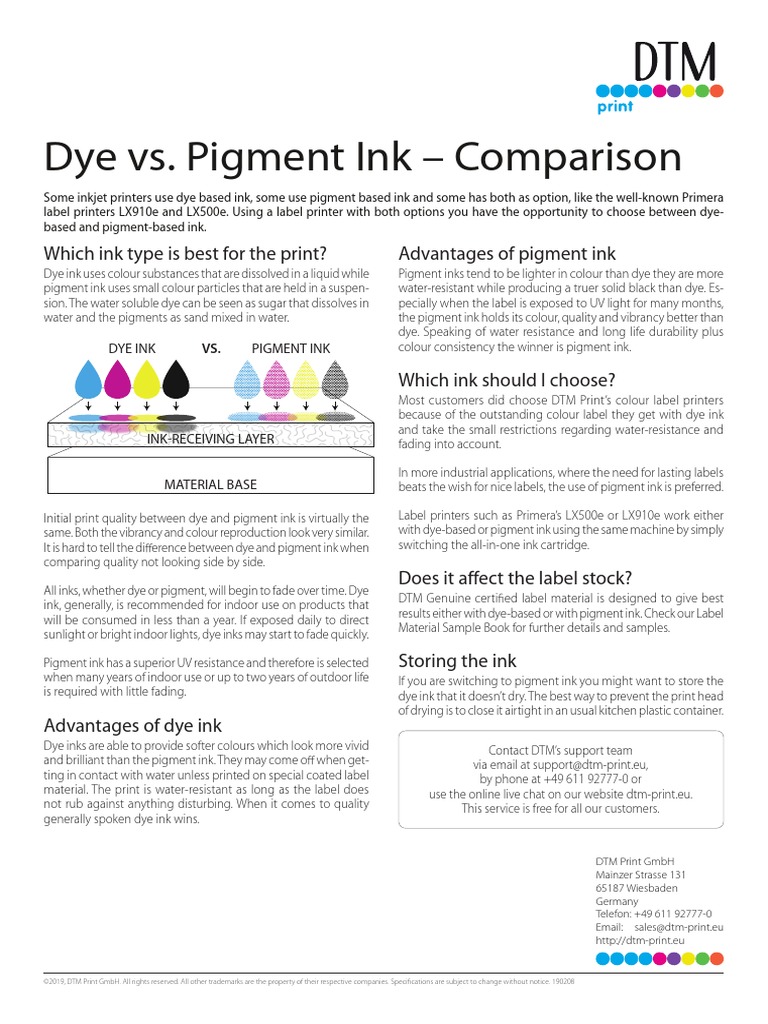 Ink-Comparison-EN DTM | PDF | Ink | Printer (Computing)