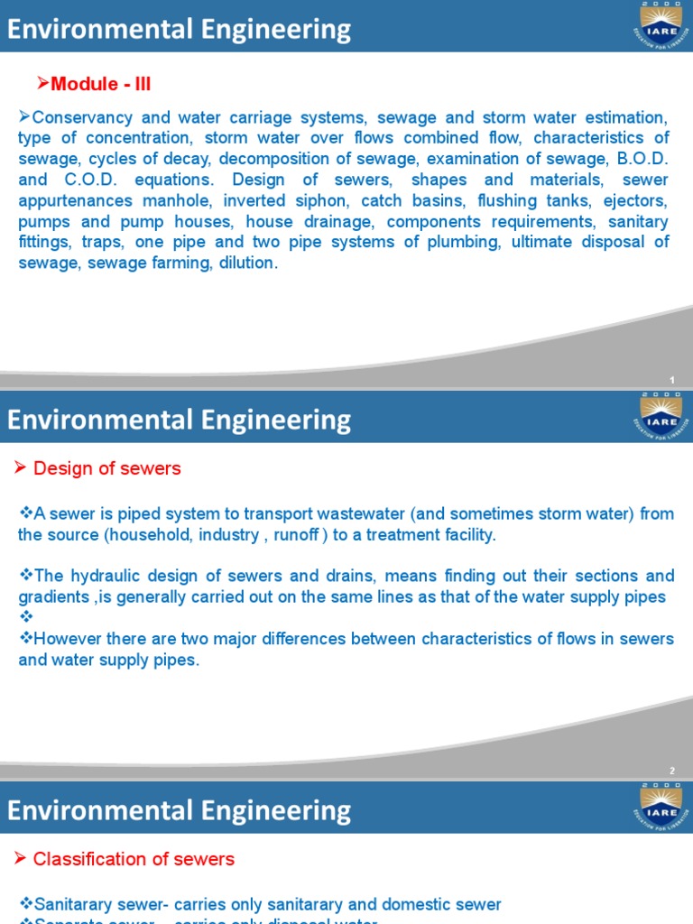 EE - Design of Sewers | PDF | Sanitary Sewer | Wastewater