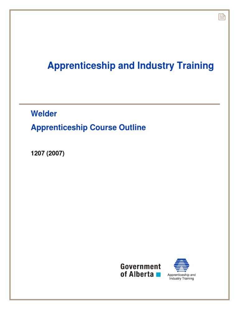 Apprenticeship and Industry Training: Welder Apprenticeship Course ...